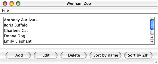 Requirements and User Interface for a Simple Address Boo