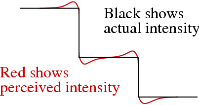 Notice that each vertical band appears darker at its left edge than at ...